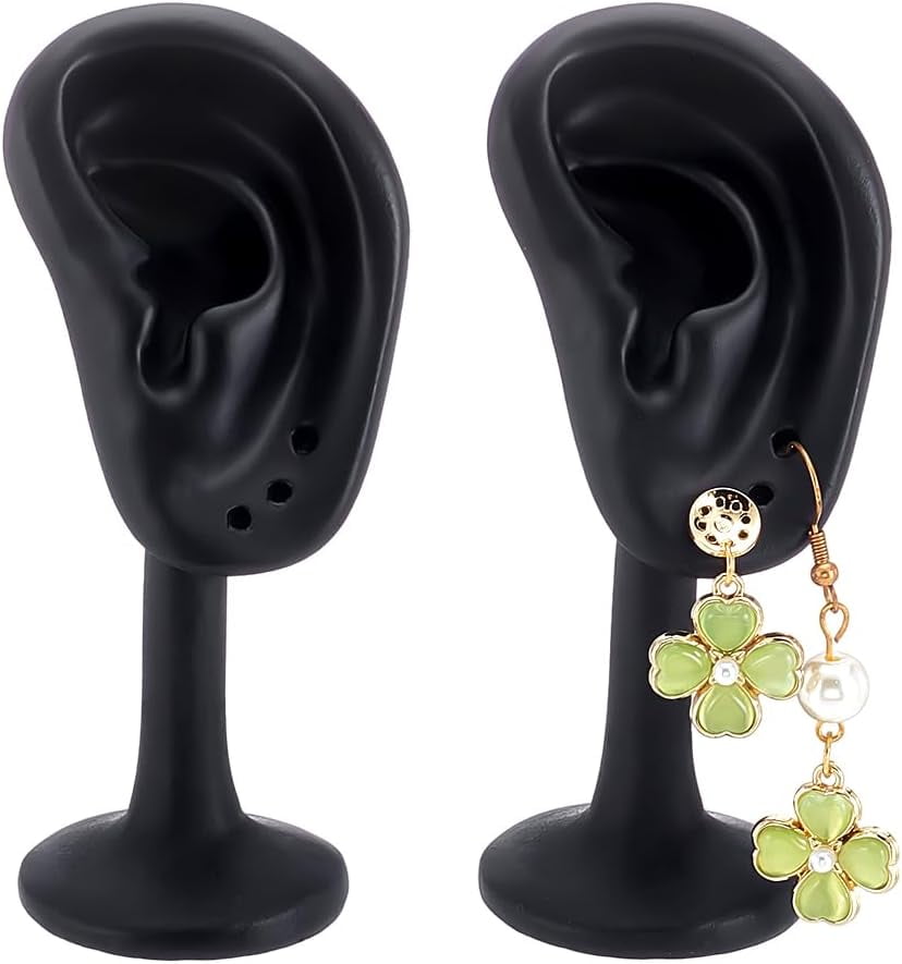 2 Pcs Earrings Display Stand Holder Black Ear Shaped Jewelry Display ...