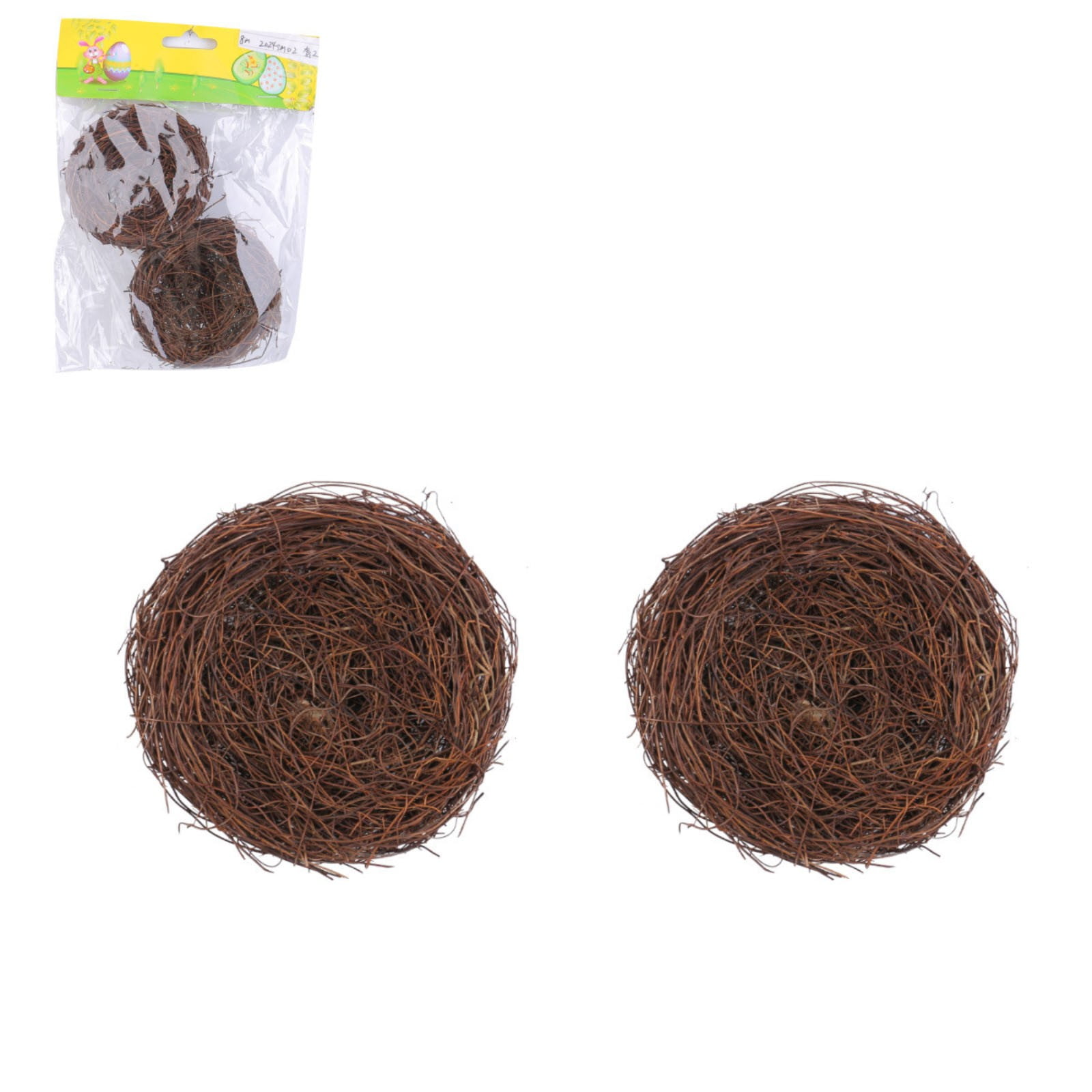 2 Pcs Easter Bird Nest With Eggs Spring Party Decoration Handmade ...