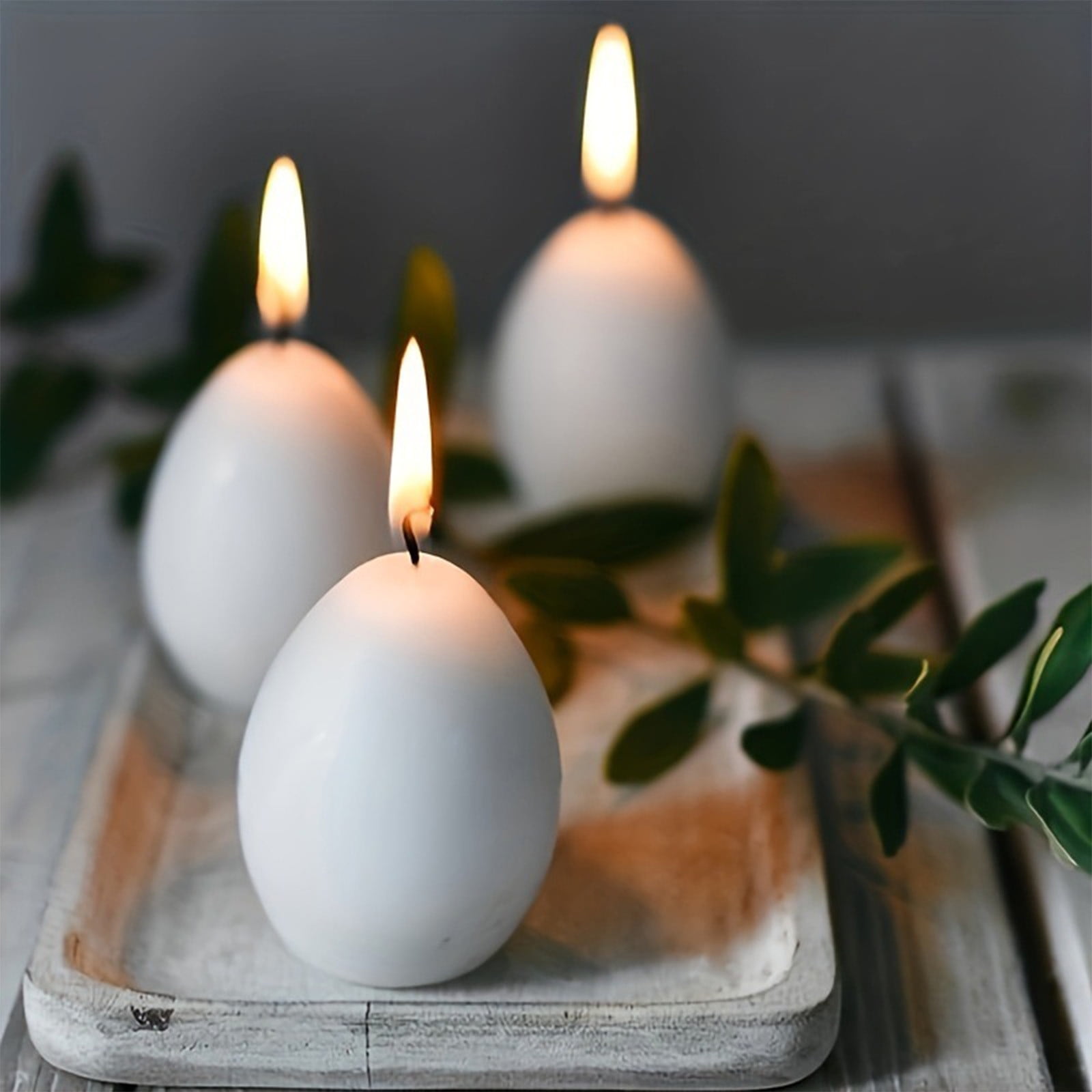 2 Pcs Easter Egg Candles White Scented Real Wax Led Easter Flameless ...