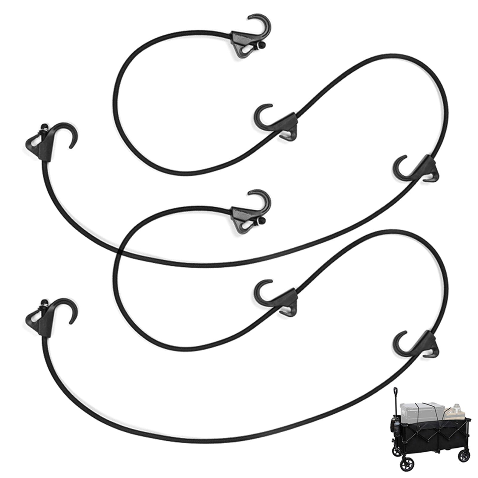 2 Pcs Elastic Rope Strap with 4 Hooks for Folding Utility Wagon Beach ...