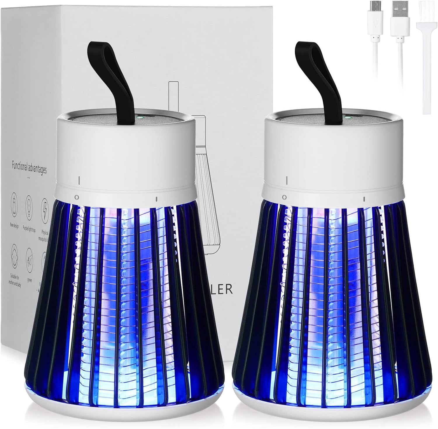 2 Pcs Electric Bug Zapper Bulk Rechargeable Mosquito Killer Fly Zapper ...