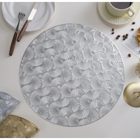 2 Pcs Elegant Mirrored Ginkgo Leaf Design PVC Placemats - High-End ...