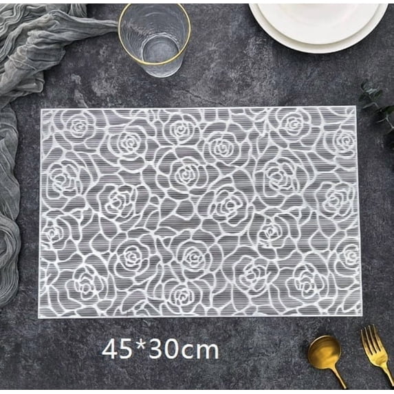 2 Pcs Elegant Waterproof Non-Slip Insulated Rectangular Rose Placemats ...