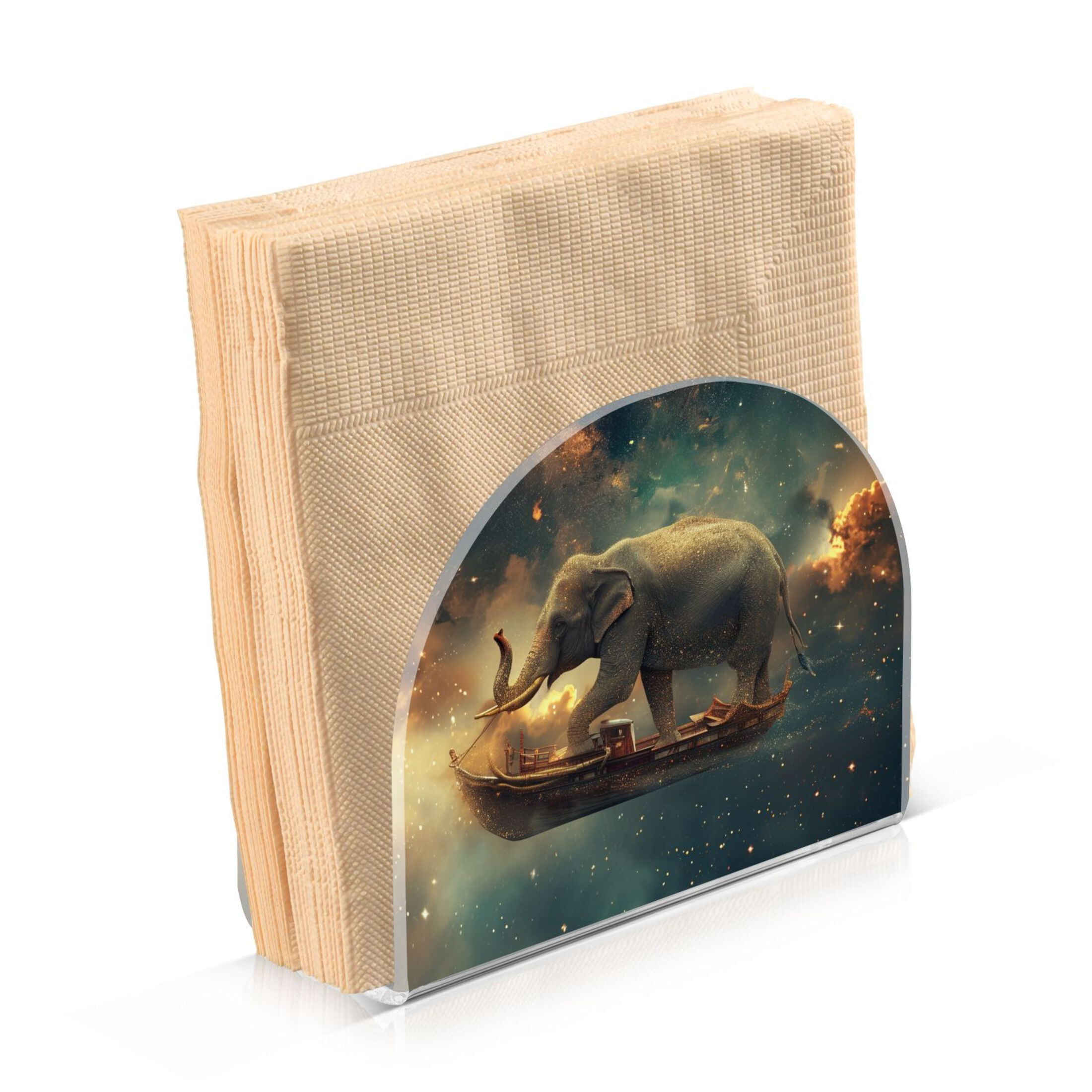 2 Pcs Elephant with Ship in Space Napkin Holder for Table Acrylic Clear ...