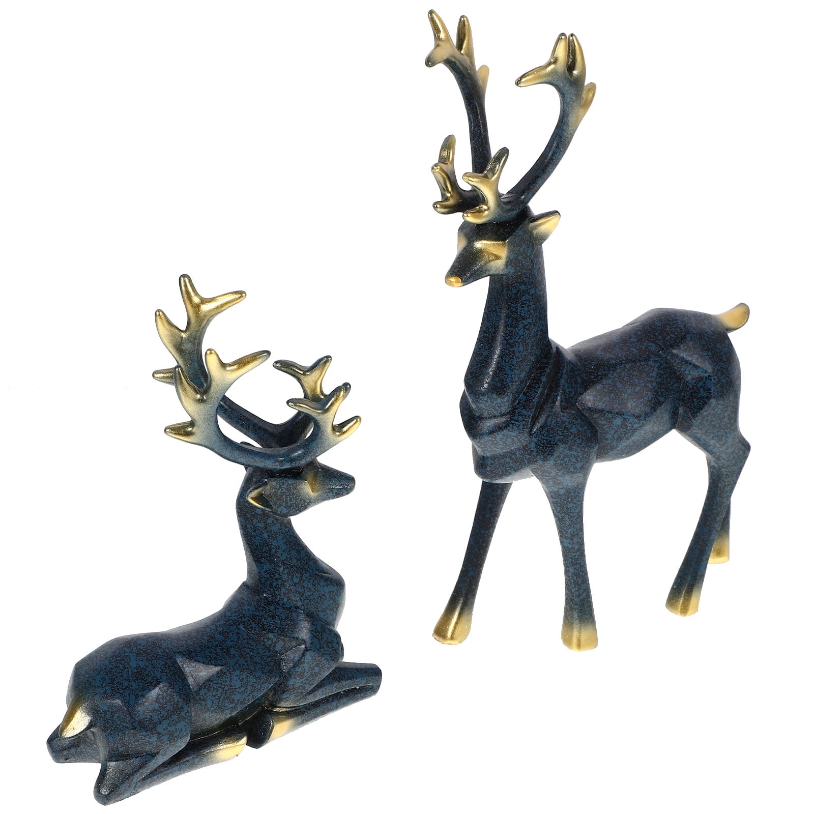 2 Pcs Elk Ornaments Statue Garden Sculpture Origami Paper Resin Crafts ...