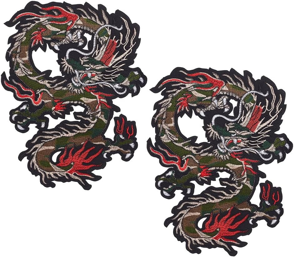 2 Pcs Embroidery Dragon Patch Applique Patch Chinese Dragon Sew on or ...