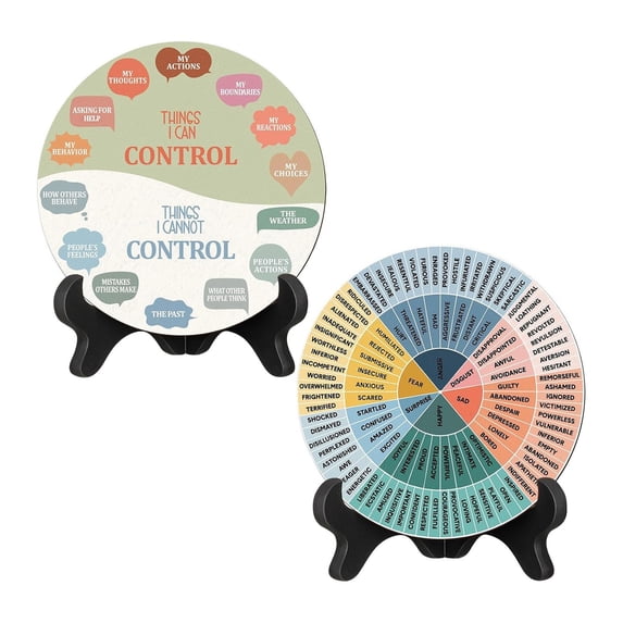 2 Pcs Emotion Wheel, Mental Health Feeling Wheel With Stand, Office ...