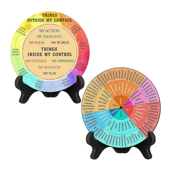 2 Pcs Emotion Wheel - Mental Health Feeling Wheel With Control Zone ...