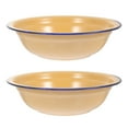 2 Pcs Enamel Basins Practical Soup Plate Food Containers Bowls Yellow ...