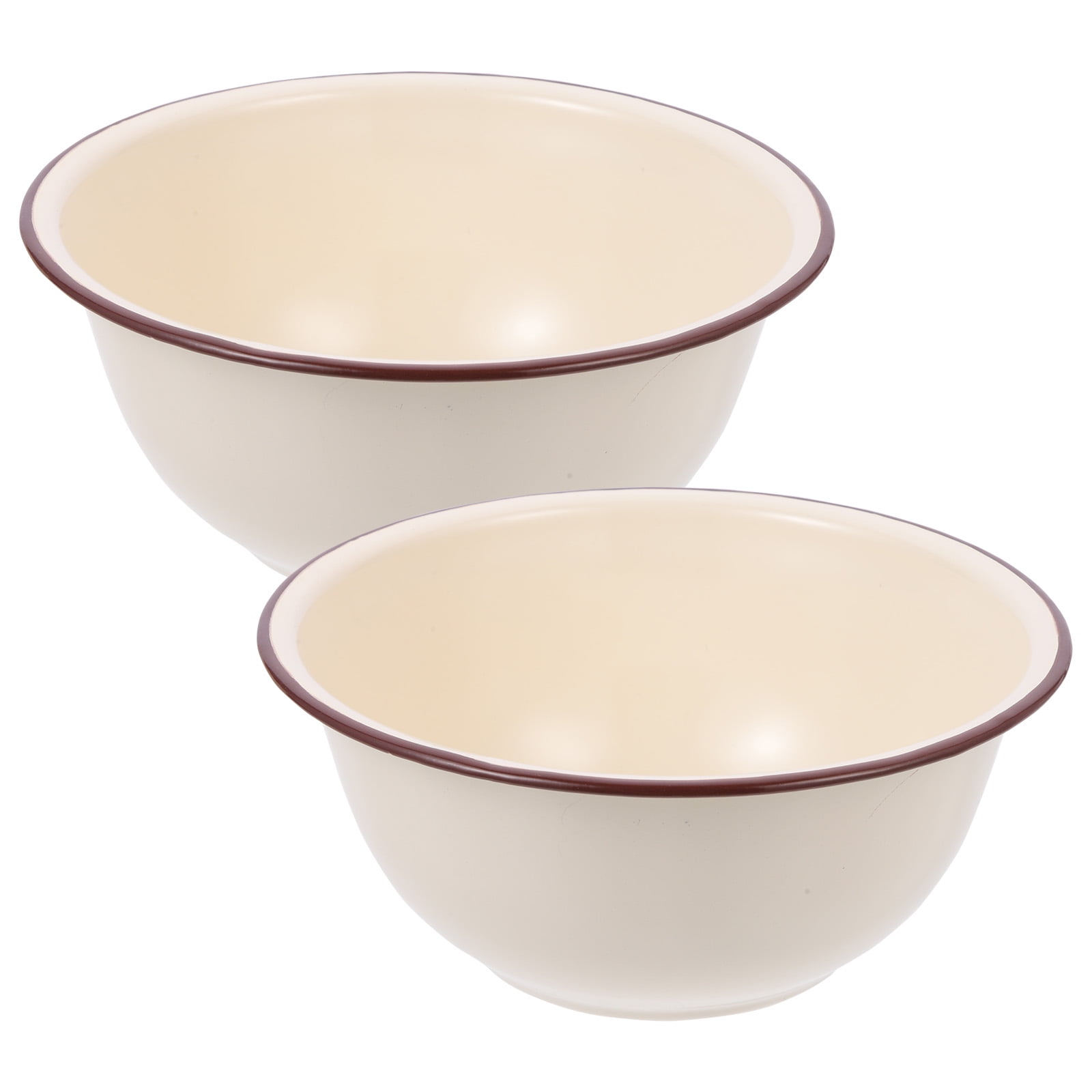 2 Pcs Enamel Bowl Decor Food Storage Basin Enamel Salad Basin Dessert ...