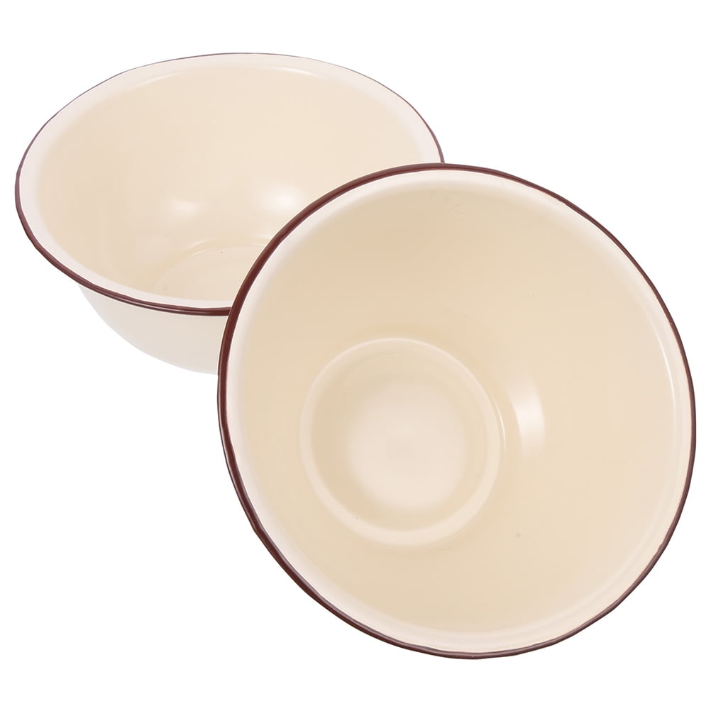2 Pcs Enamel Bowl Stainless Steel Mixing Bowls Vintage Enamelware Basin ...