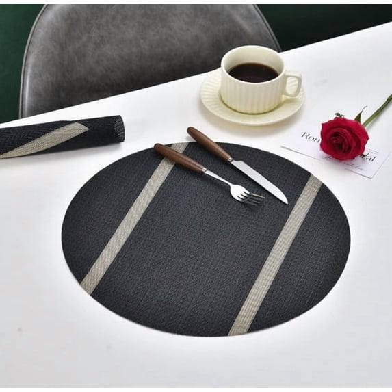 2 Pcs European-Style Round Dining Mats - Elegant Waterproof & Oil-Proof ...