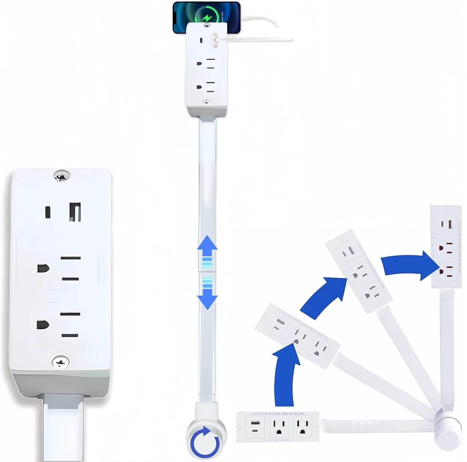 2 Pcs Extendable Outlet Extender Stick 180° Rotating - Extendable ...
