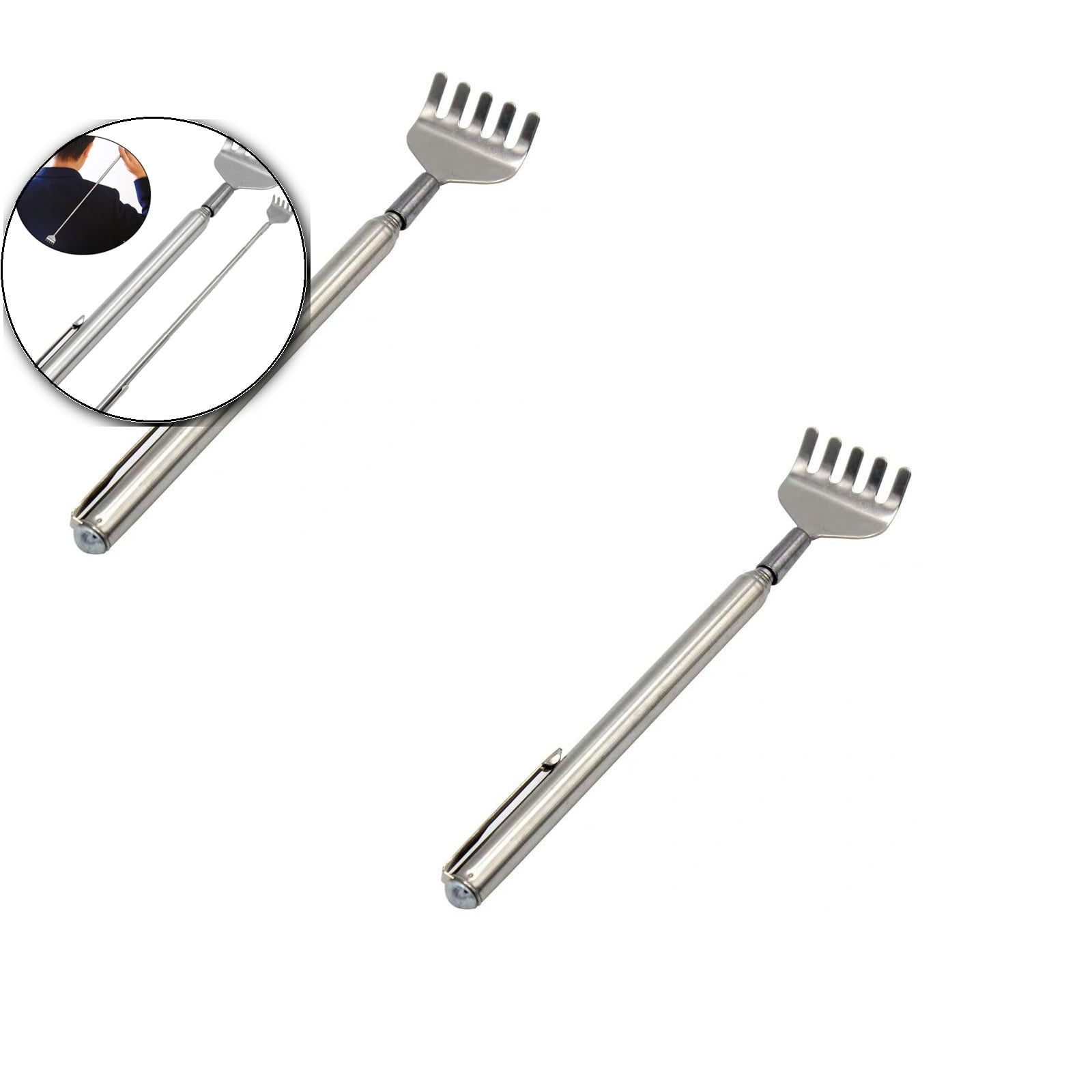 2 Pcs Extendable Pen-Shaped Back Scratcher, Telescoping Stainless Steel ...