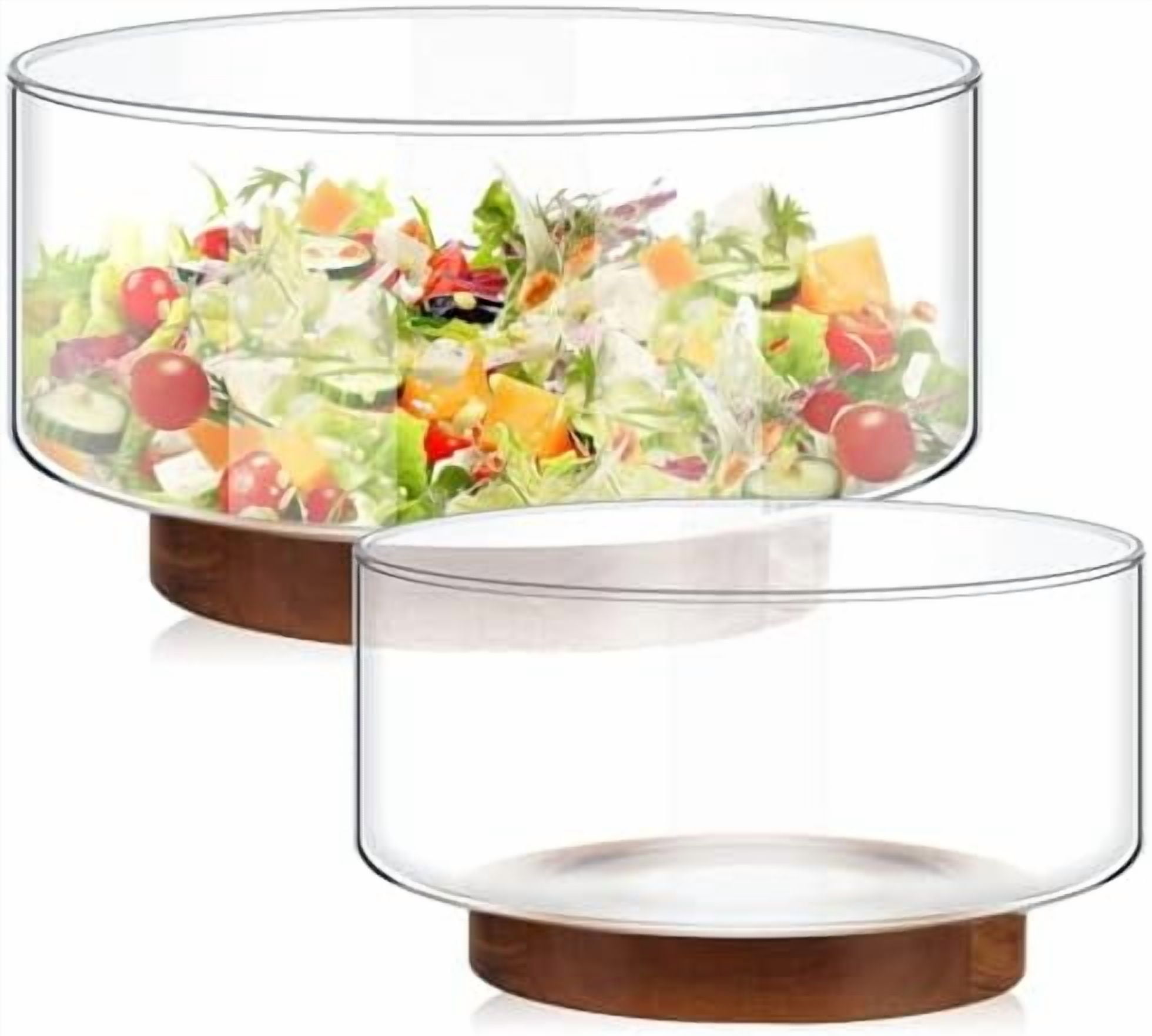 2 Pcs Extra Large Glass Salad Bowl Set 125 oz and 57 oz Glass Fruit ...