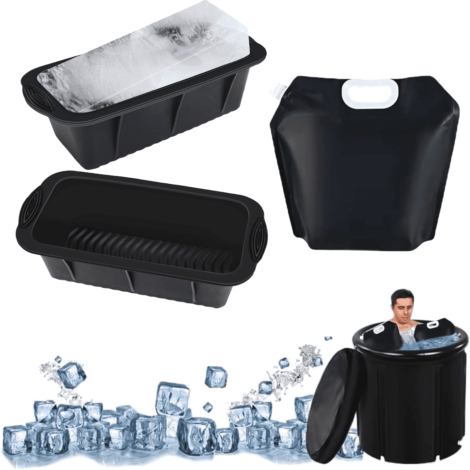 2 Pcs Extra Large Ice Block Molds,1 Pcs 5L Reusable Ice Bath Bag ...