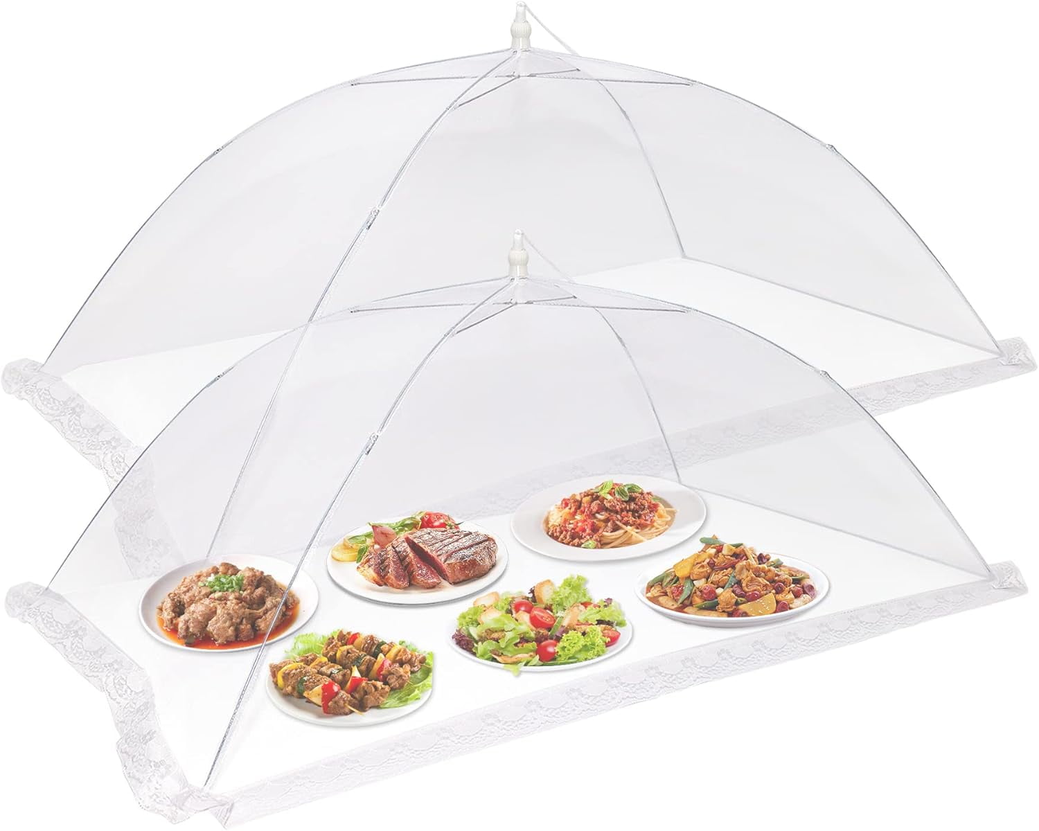 2 Pcs Extra Large Mesh Food Cover Tent（46"x20", 40"x24"）Umbrella Food Screen Covers for Outside ...