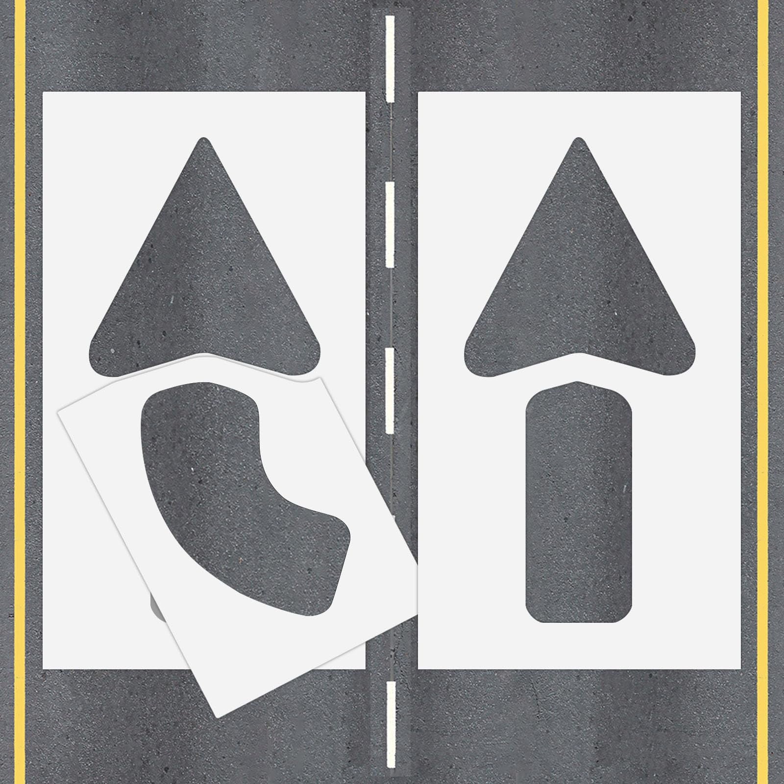 2 Pcs Extra Large TSF6 Straight and Turn Arrow Stencils, 36" x 60" Reusable Silicone Pavement ...