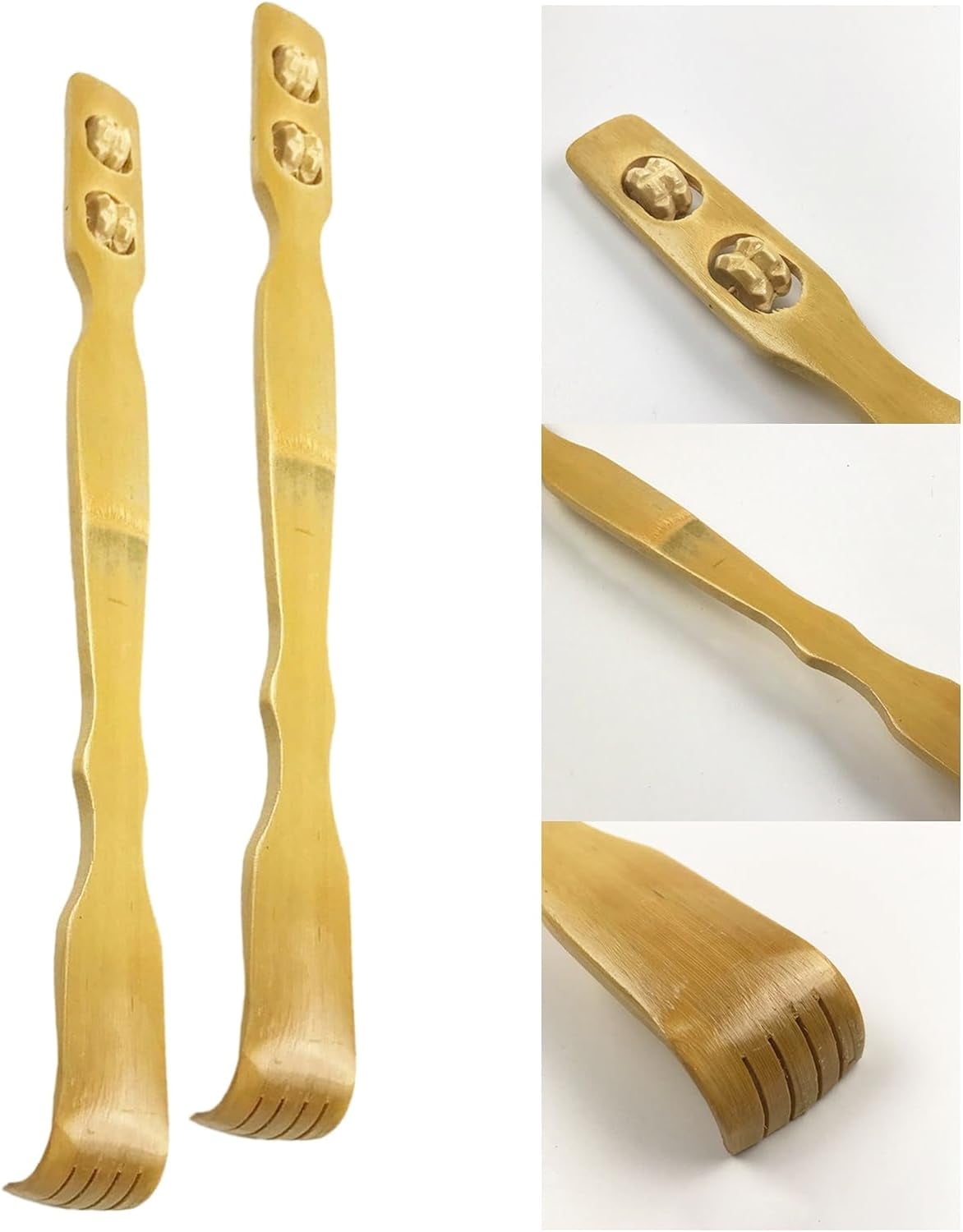 2 Pcs Extra Long Bamboo Wood Back Scratcher, Traditional Wooden ...
