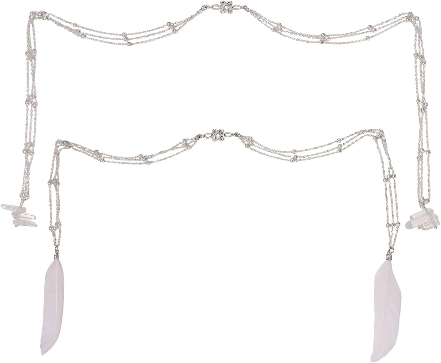 2 Pcs Face Chain Alloy Face Jewelry Platinum Metal Chain Face ...