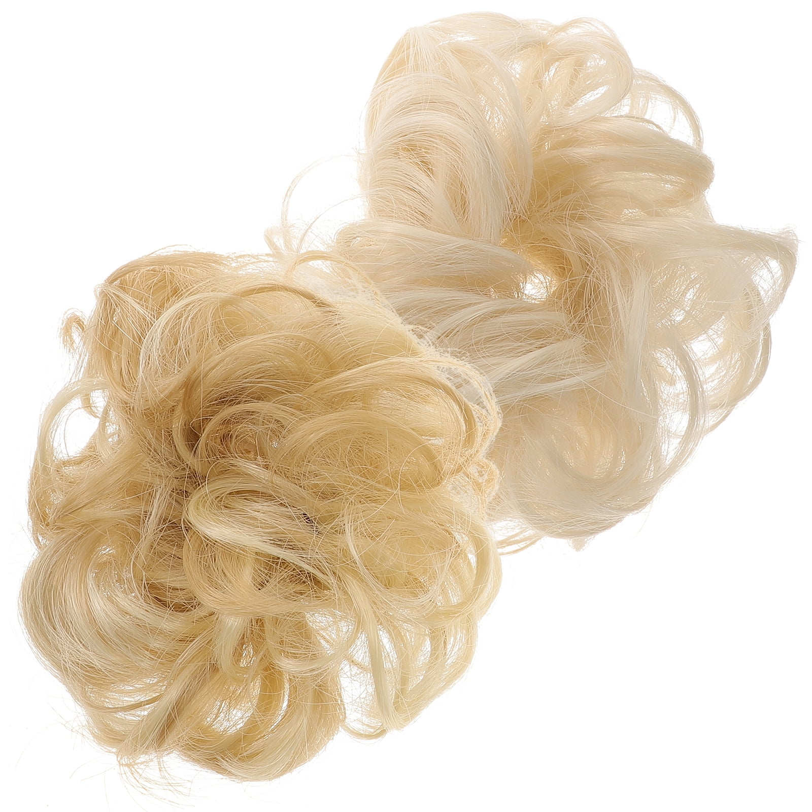 2 Pcs Fake Bun Extensions Wavy Curly Chignon Hairpiece Ring Miss ...