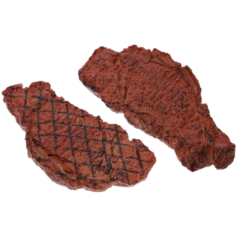 2 Pcs Fake Food Steak Meat Model Pretend Play Toy Office - Walmart.com
