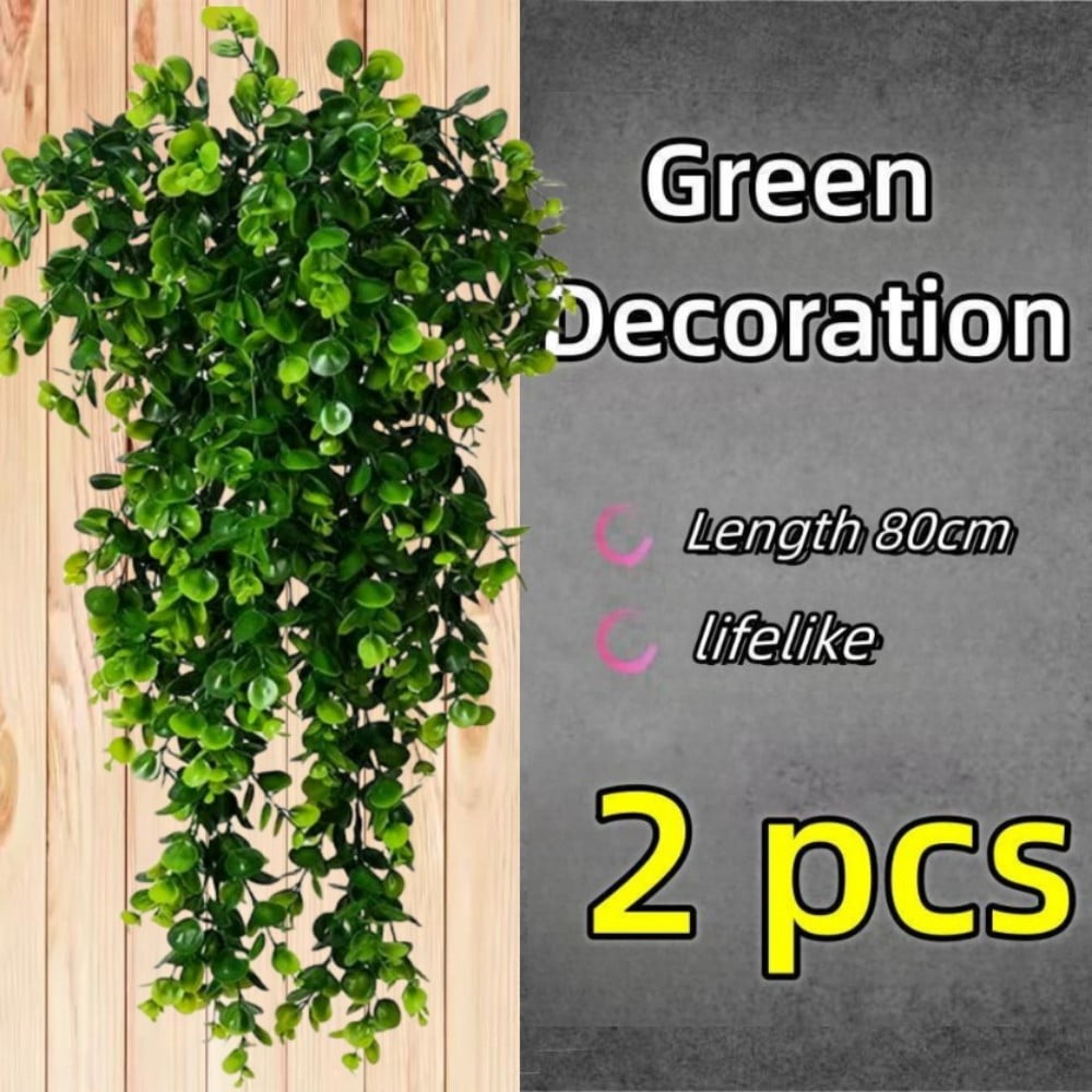 2 Pcs Fake Hanging Plant,Faux Eucalyptus Leafs Greenery Vine Plant Faux ...