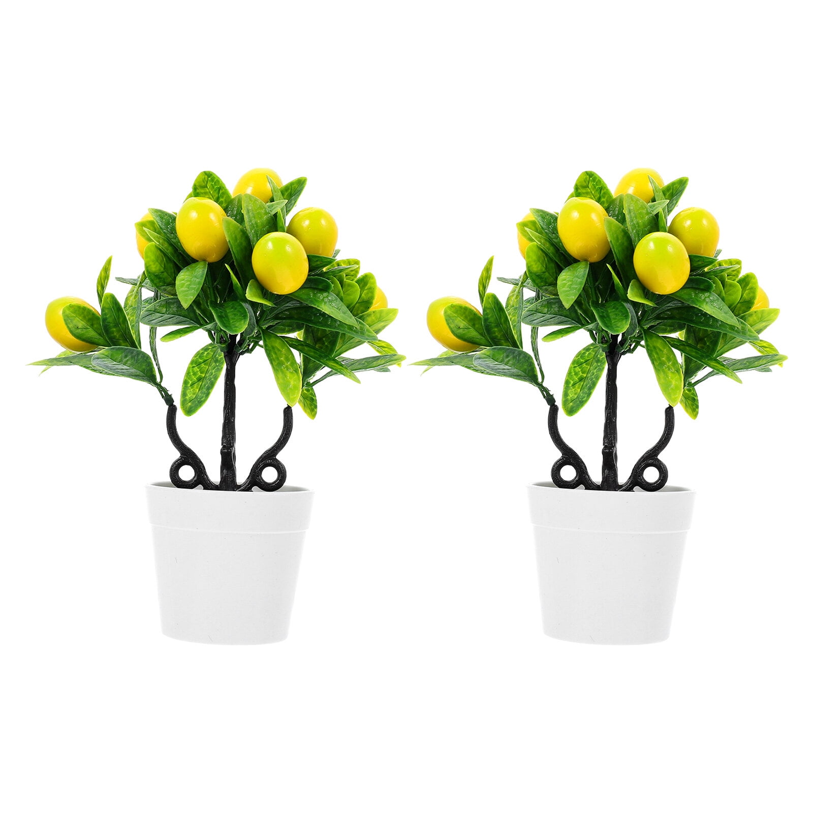 2 Pcs Fake Lemon Tree Bonsais Artificial Fruit Trees Kitchen Decor ...