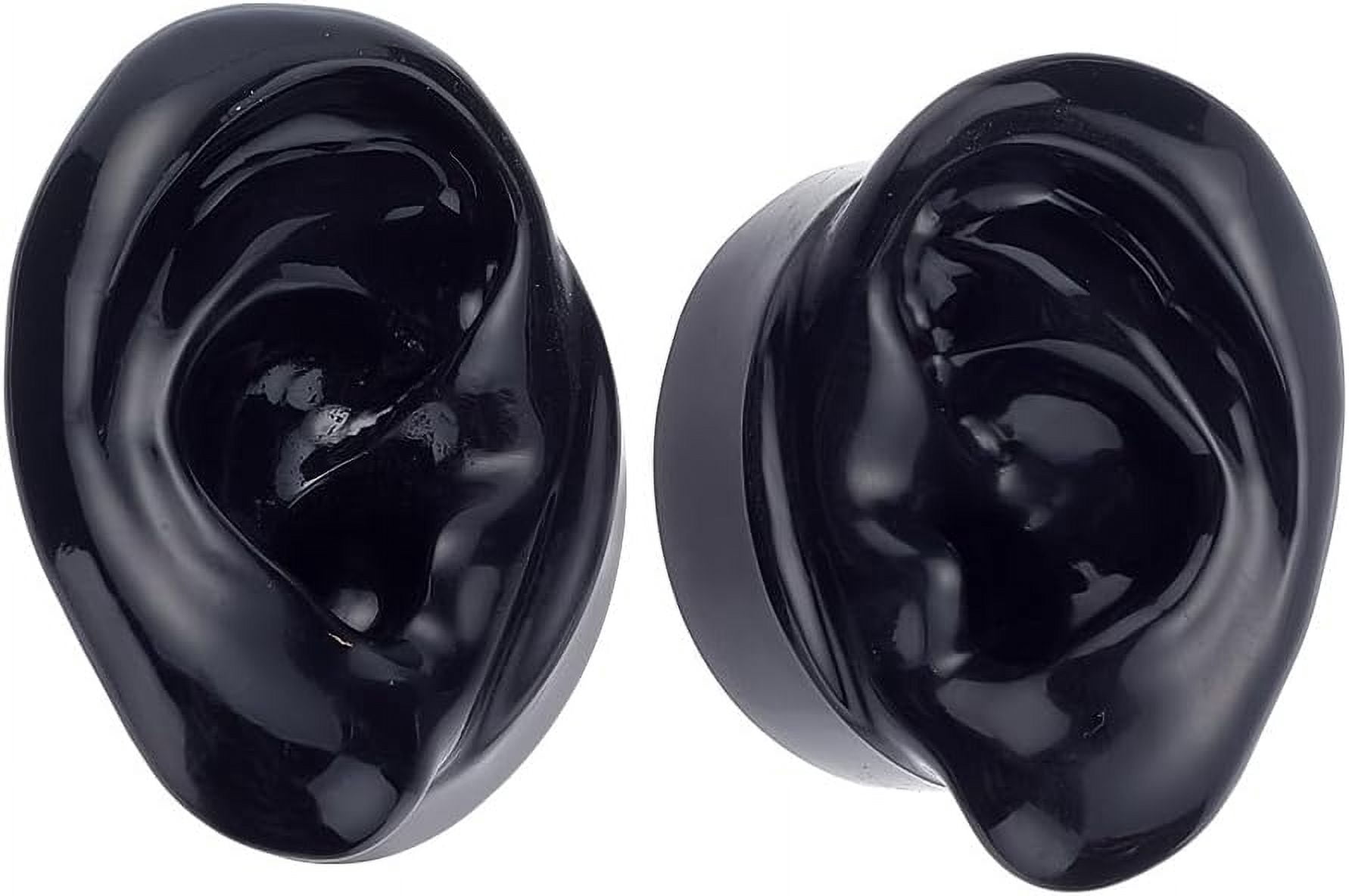 2 Pcs Fakes Ear Black Left & Right 3D Silicone Ear Displays Soft ...