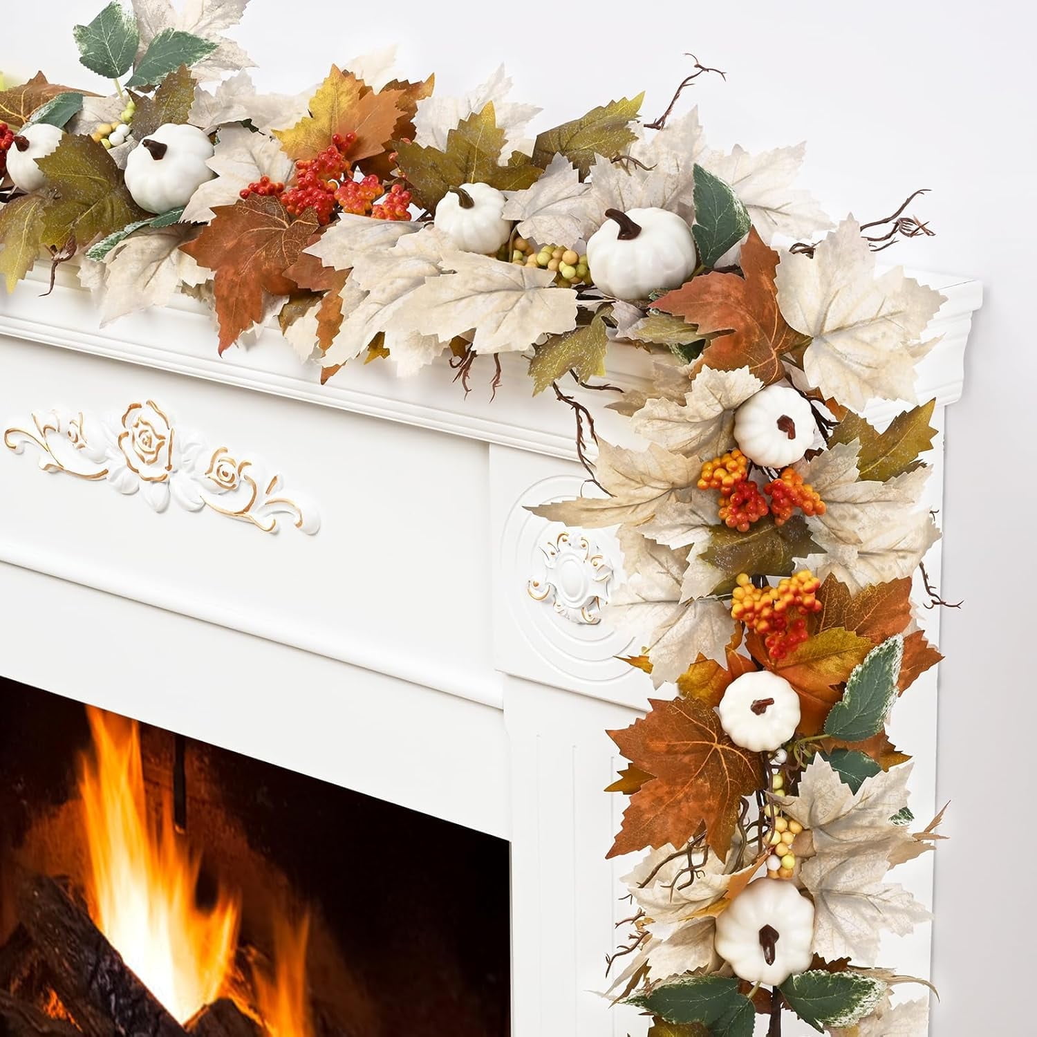 2 Pcs Fall Decorations for Home, 12 Ft Fall Garland for Mantle, Fall ...