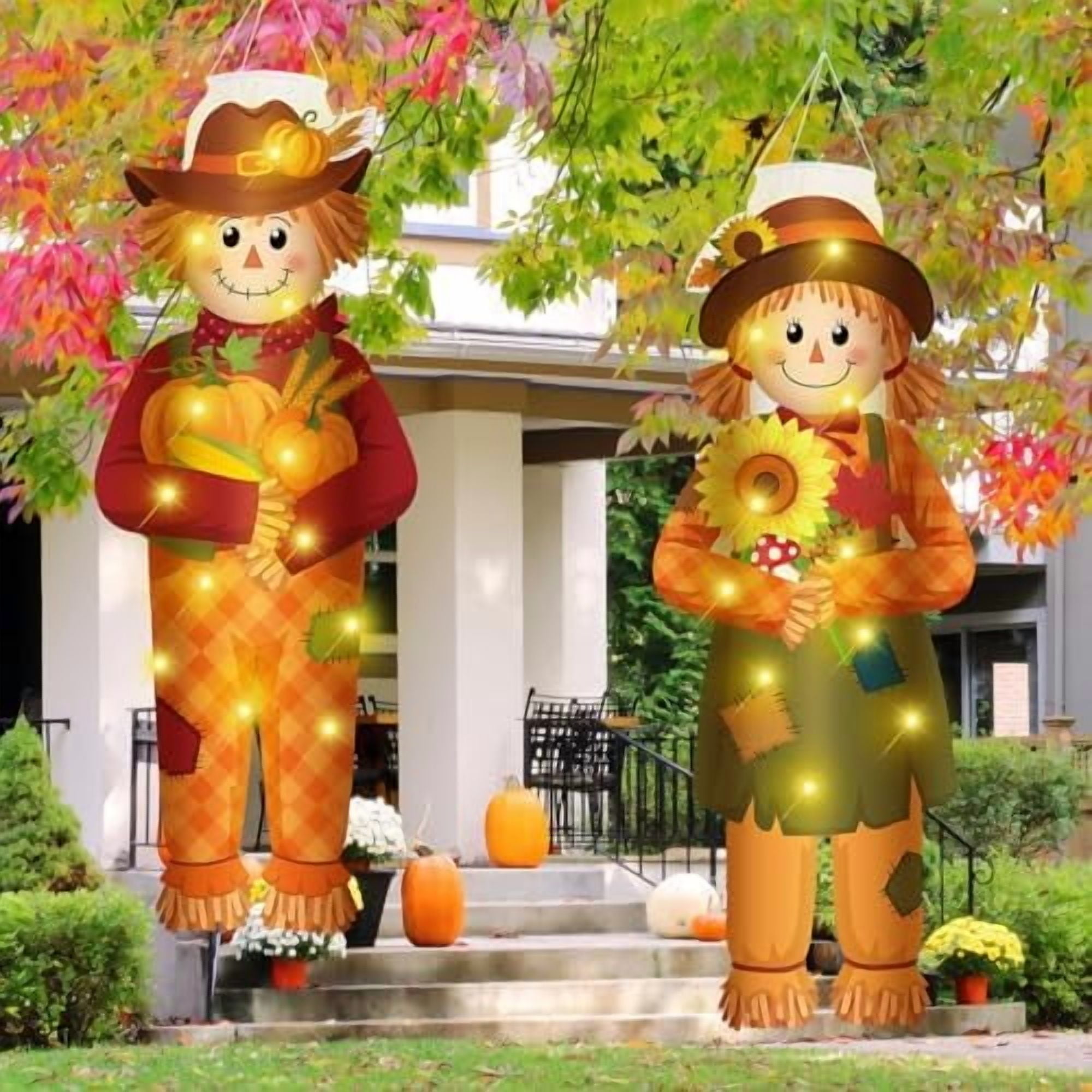 2 Pcs Fall Scarecrow Windsock Thanksgiving Windsocks Flag Fall Outdoor ...