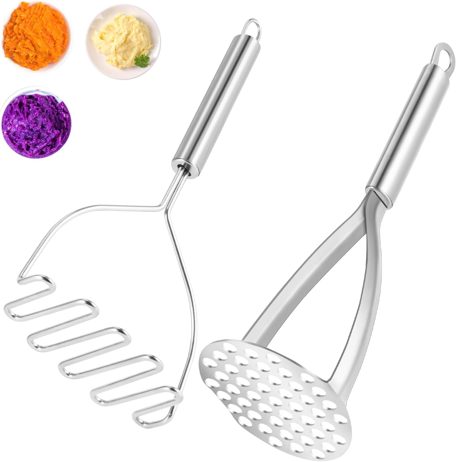 2 Pcs Family Potato Mashers,304 Stainless Steel Potato Smasher,Bean ...
