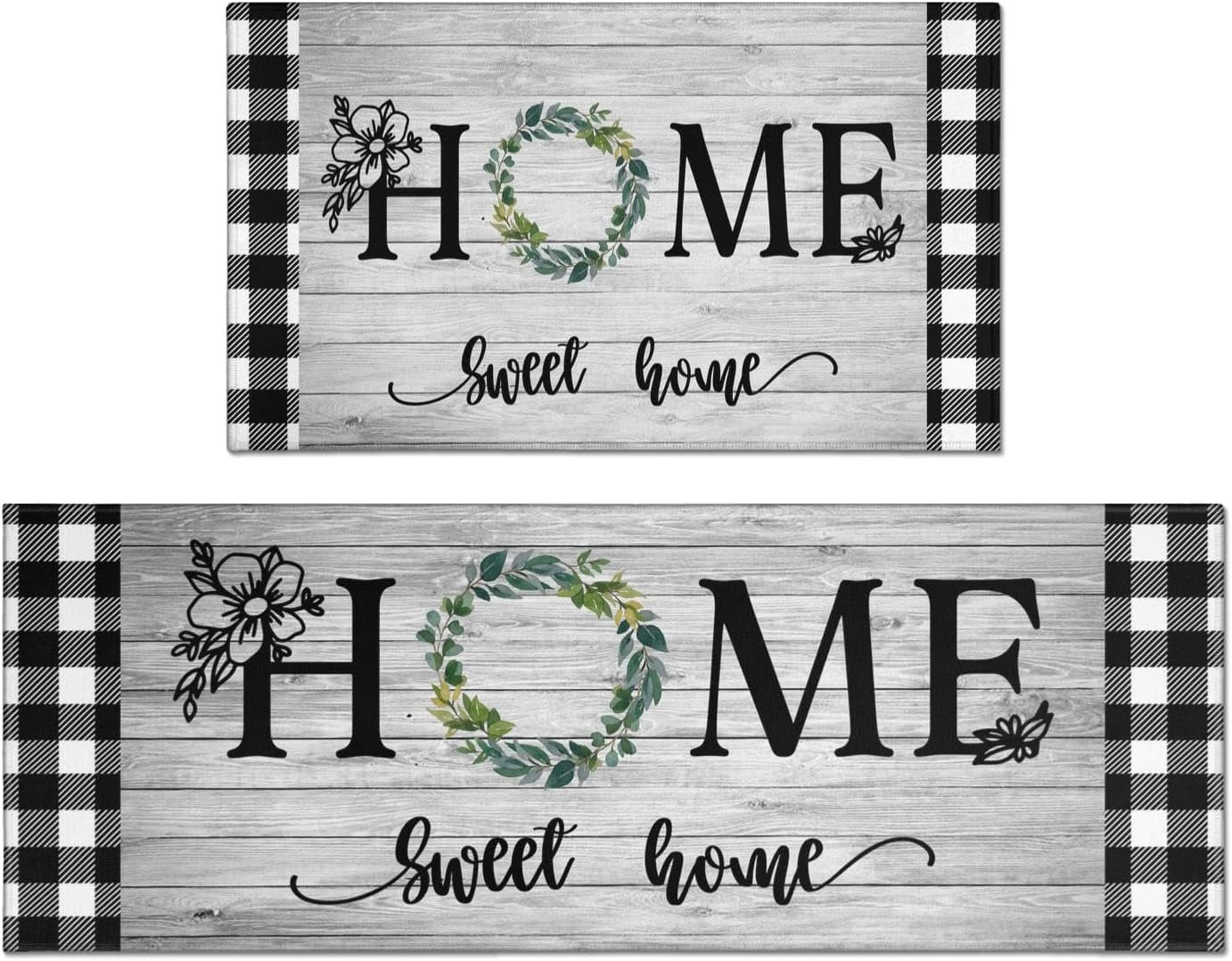 2 Pcs Farmhouse Kitchen Rugs Set Washable Spring Summer Kitchen Mats ...