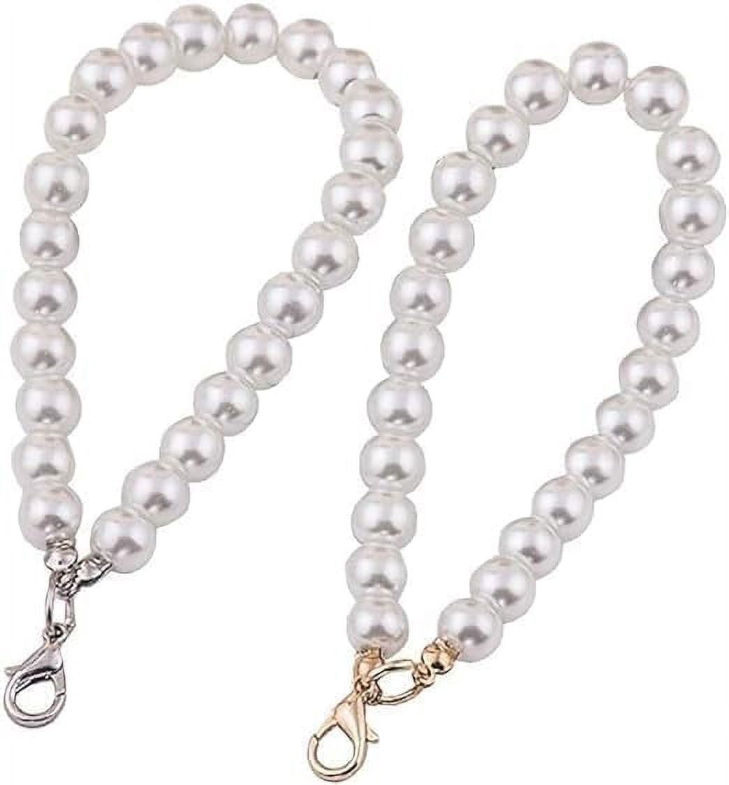 2 Pcs Faux Pearl Hand Wrist Lanyard Keychain Wristlet Strap Bracelet ...