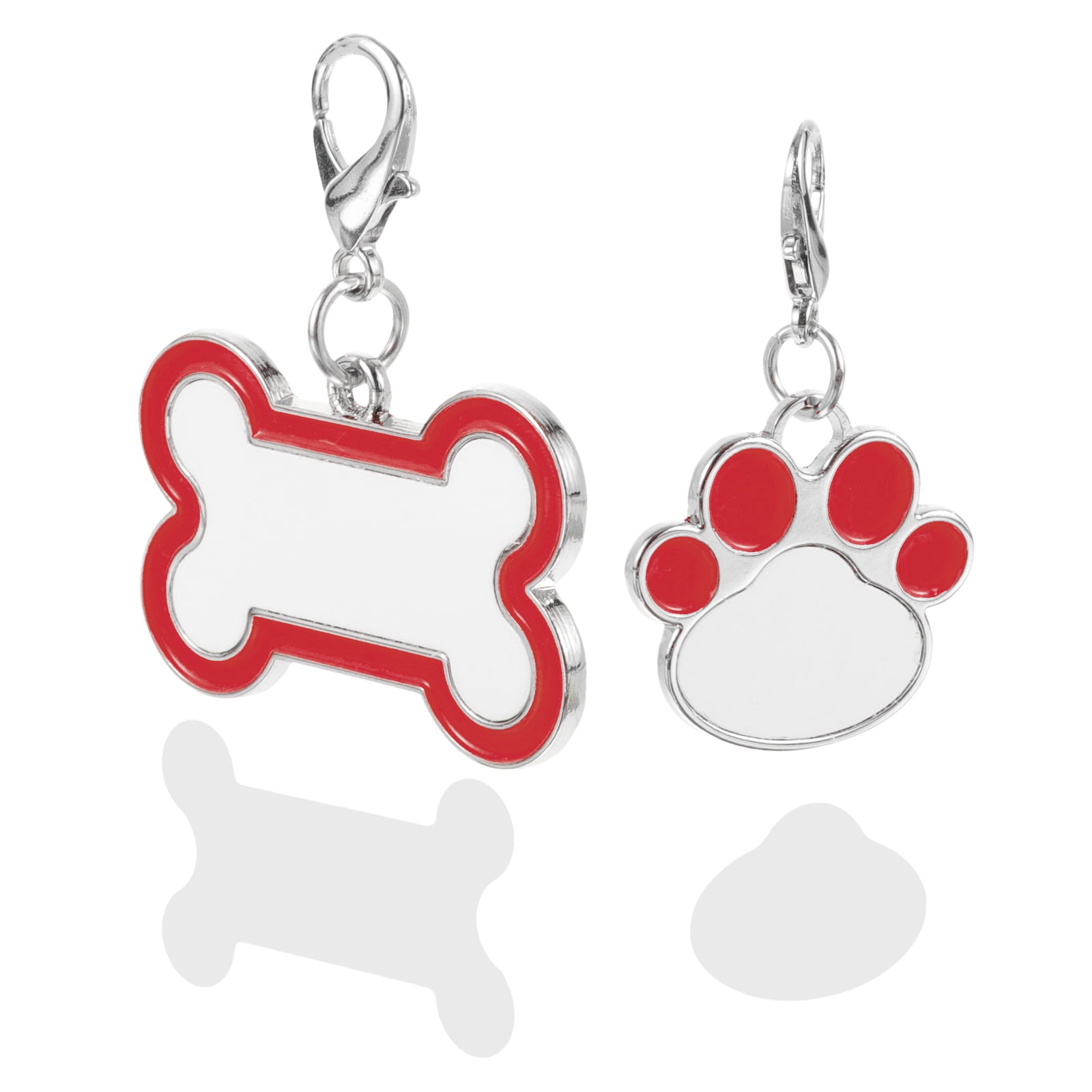 Set of 2 Red Pet Feeder Heat Transfer Hang Tags Pendants 5.5x4.5cm for ...