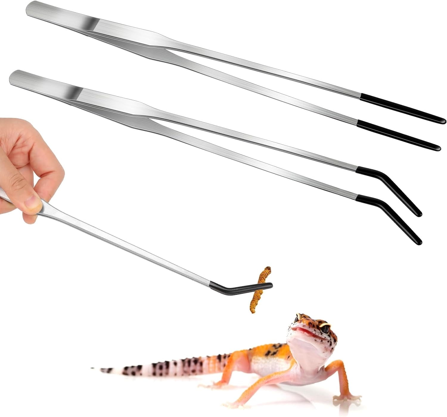 2 Pcs Feeding Tongs,Happon Aquarium Tweezers Stainless Steel Straight ...