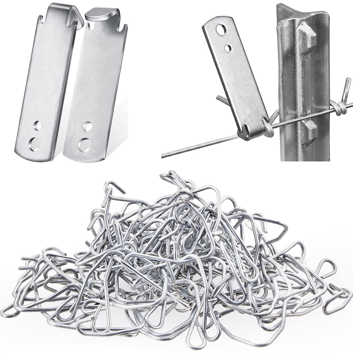 2 Pcs Fence Tightener with 100 Pcs T Post Fence Clips,Happon Fence Wire ...