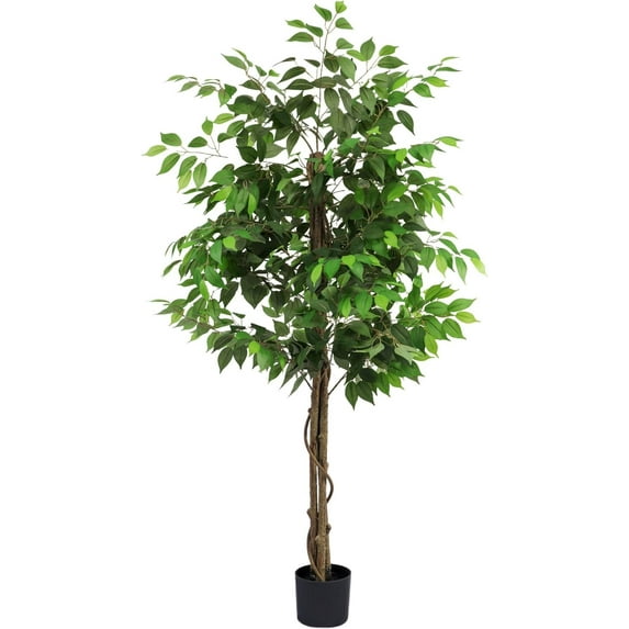 2 Pcs Ficus Tree 6 Feet Artificial Tree Indoor Decor Realistic Potted ...
