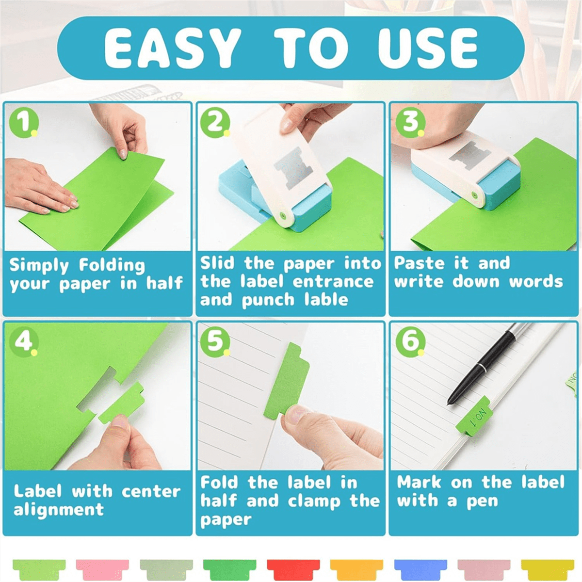 2 Pcs File Tab Punch for Crafting 1.5In Shapes DIY Index Puncher Label ...