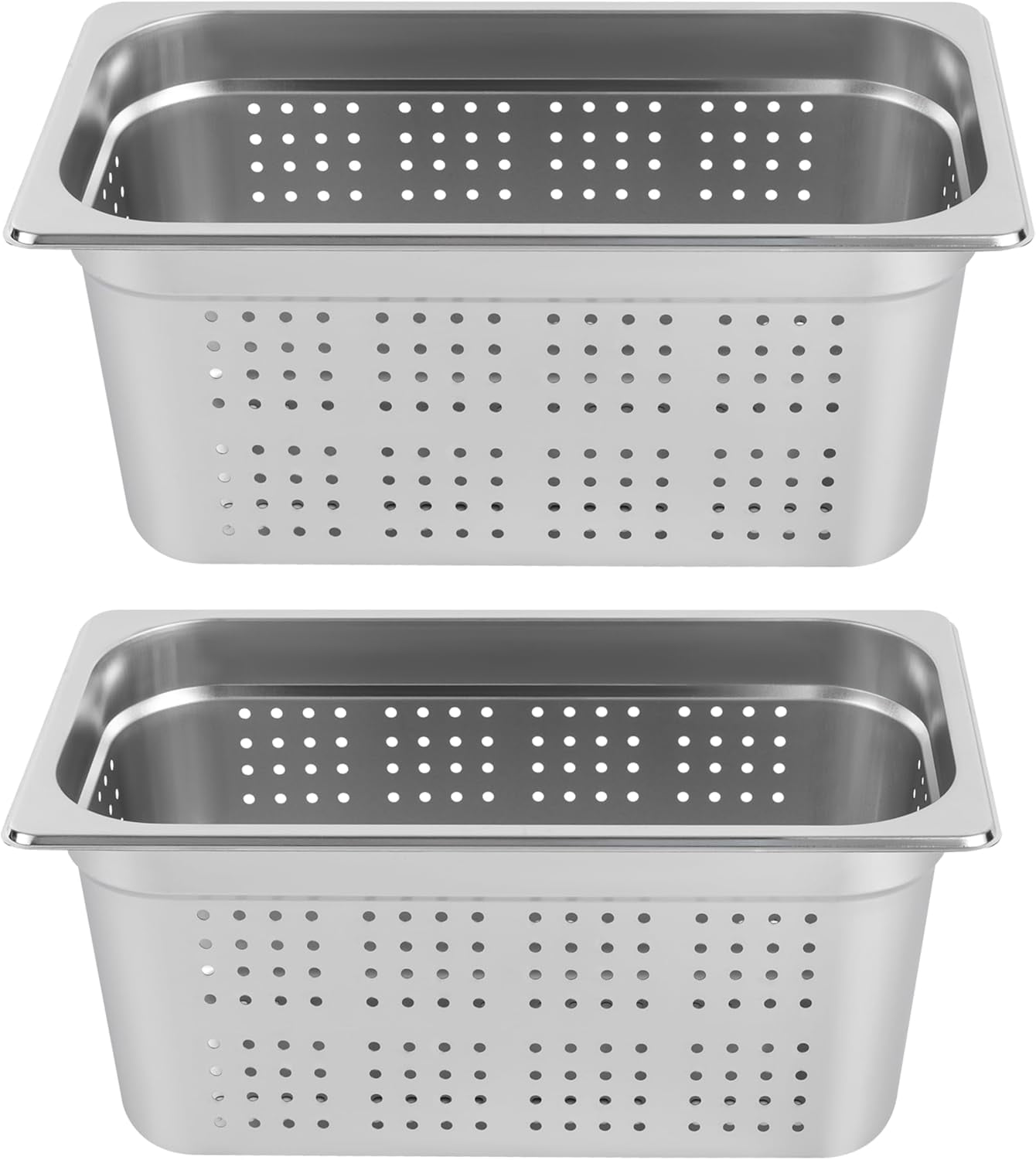 2 Pcs Filtering Pans, 6"Deep Anti-Jam Perforated Stainless Steel Steam ...