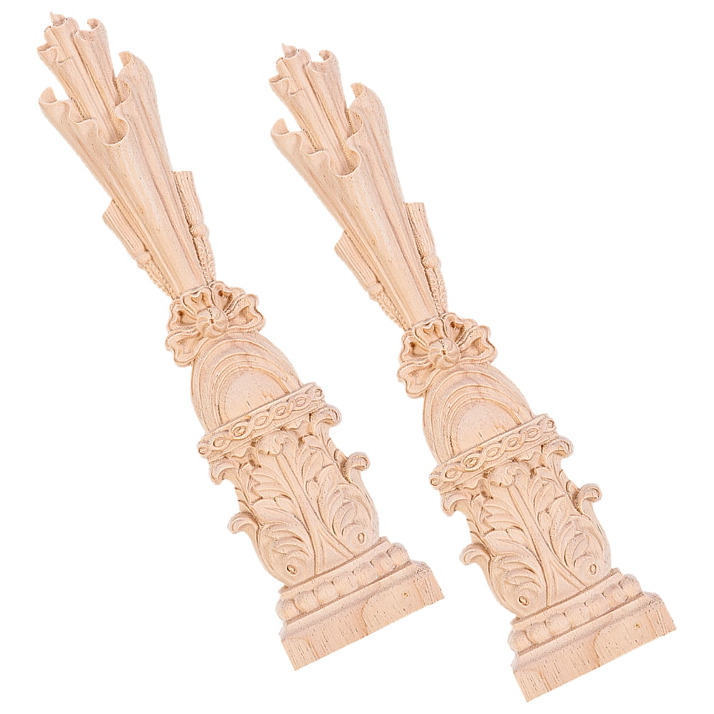 2 Pcs Fireplace Decals Wooden Carved Decor Onlays for Furniture ...