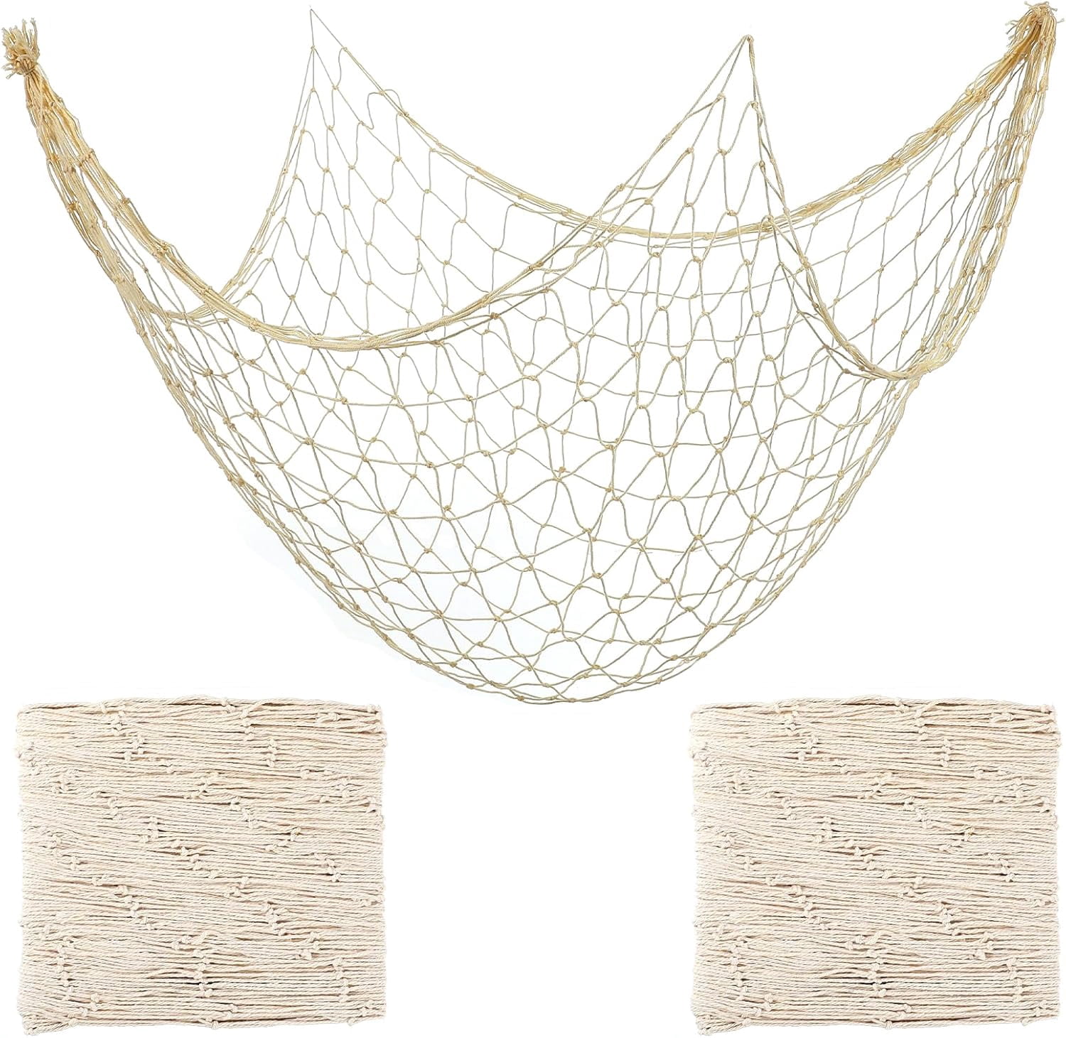 2 Pcs Fish Net Decorations, 2×1 M Cotton Fishing Net Decor, Hawaiian ...