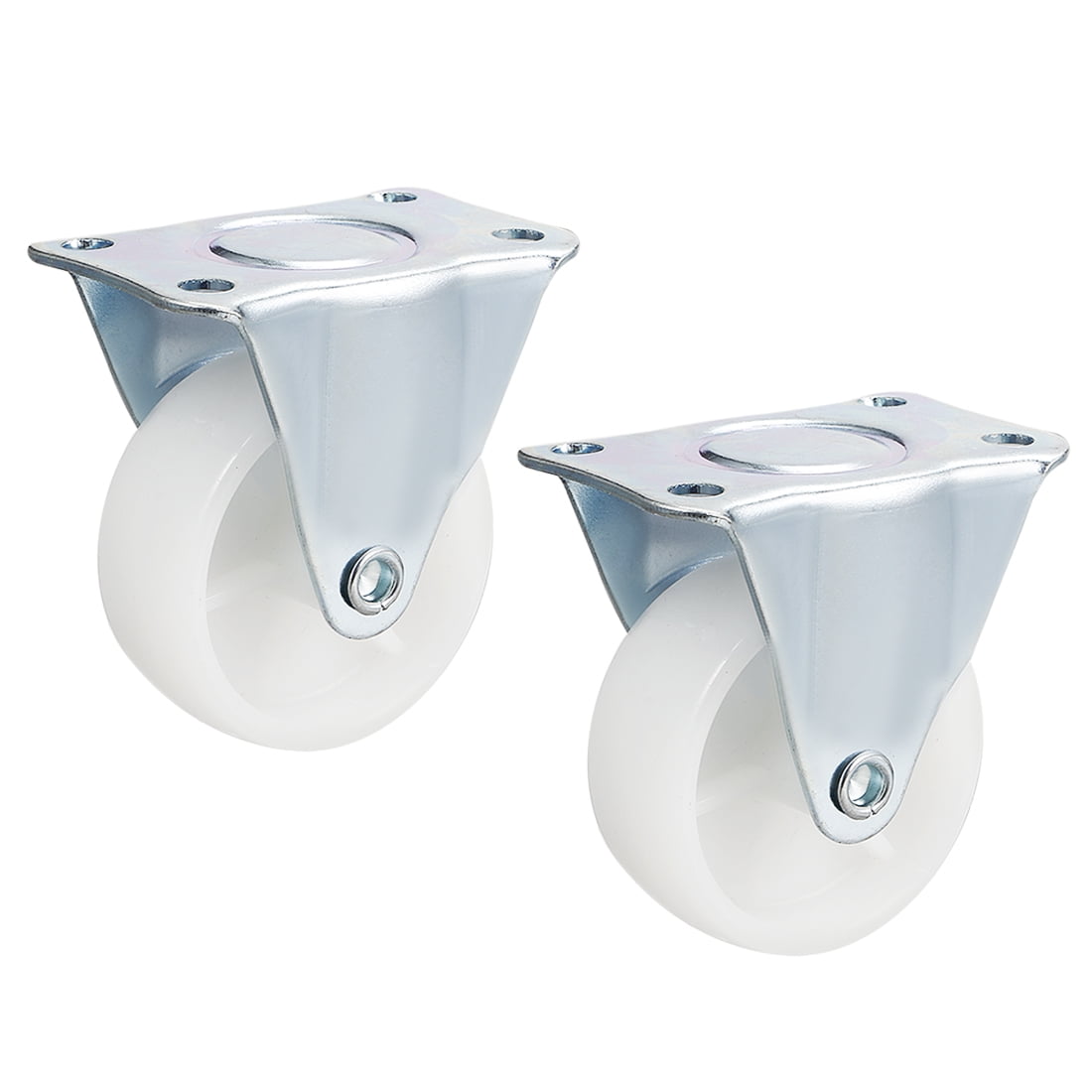 2 Pcs Fixed Casters 2 Inch Nylon Top Plate Mounted Caster Wheels White ...