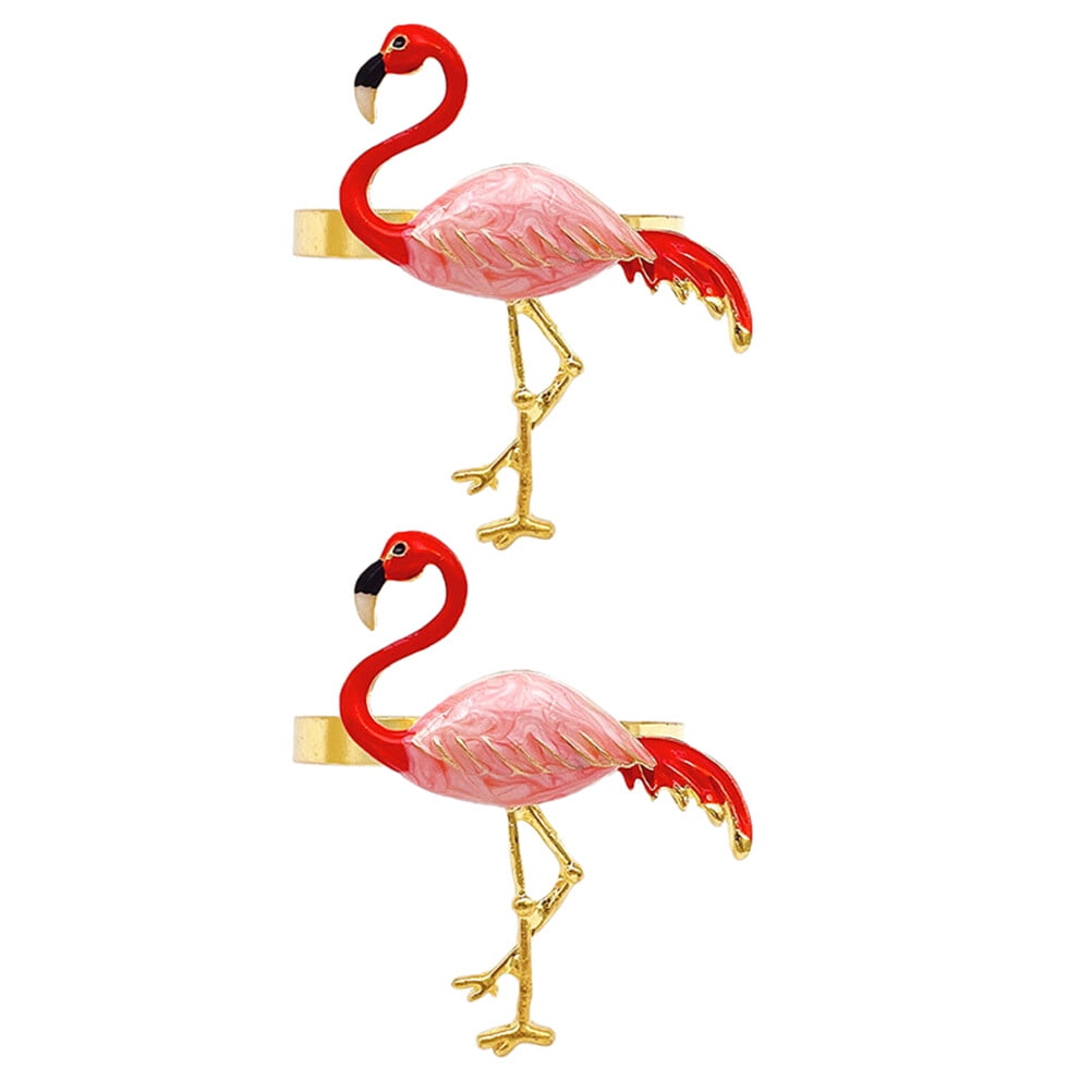 2 Pcs Flamingo Plates Sleeper Napkin Rings Wedding Sturdy Banquet ...