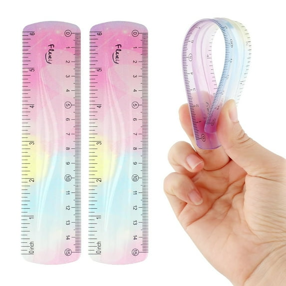 2 Pcs Flexible Rulers,Cute Ruler,Ruler 6 inch/15cm-Draw Lines Along Irregular Surface,Small ...