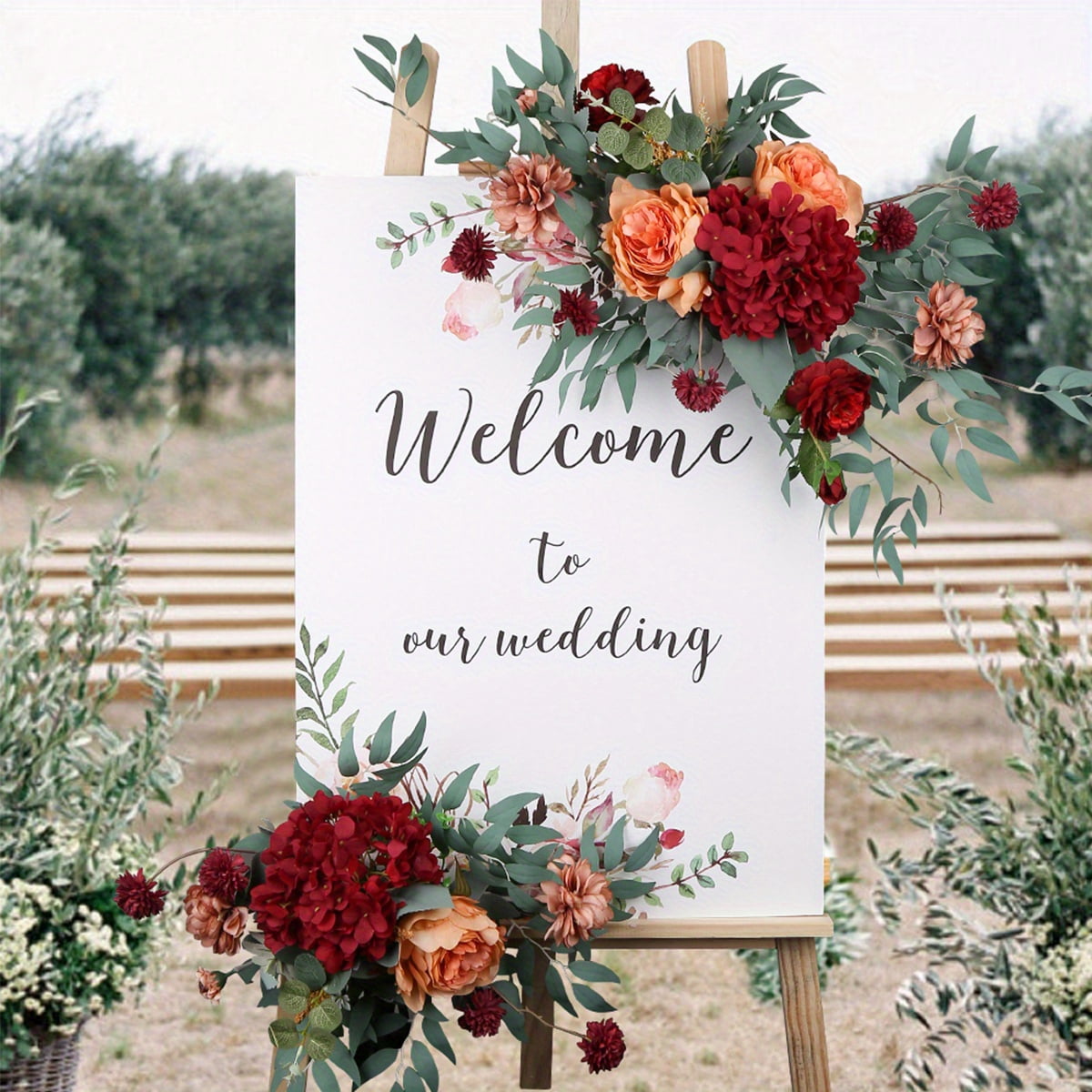 2 Pcs Floral Swags for Wedding Arch, Artificial Flower Swags Wedding ...