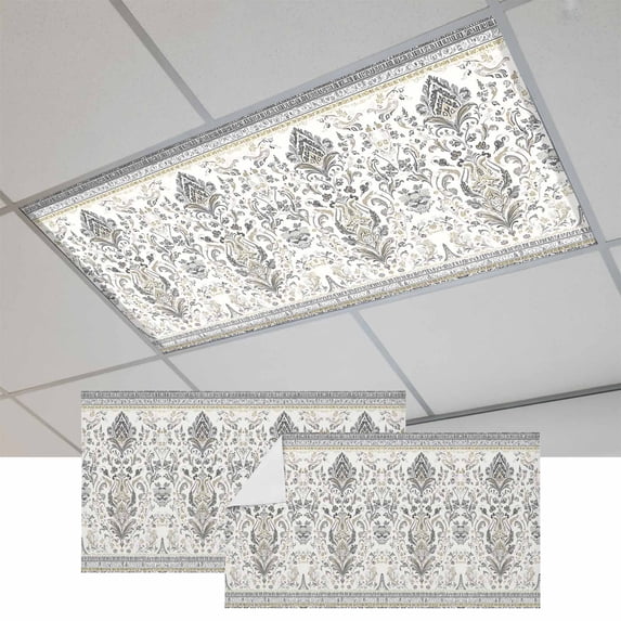 2 Pcs Floral Vine Fluorescent Light Covers Vintage French Country Beige ...
