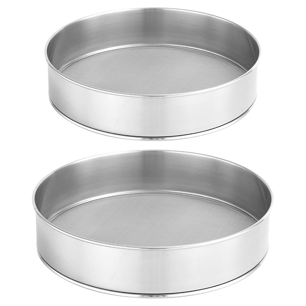 2 Pcs Flour Sieve Sifter Face Powder Mesh Sugar Bowl Stainless Steel ...