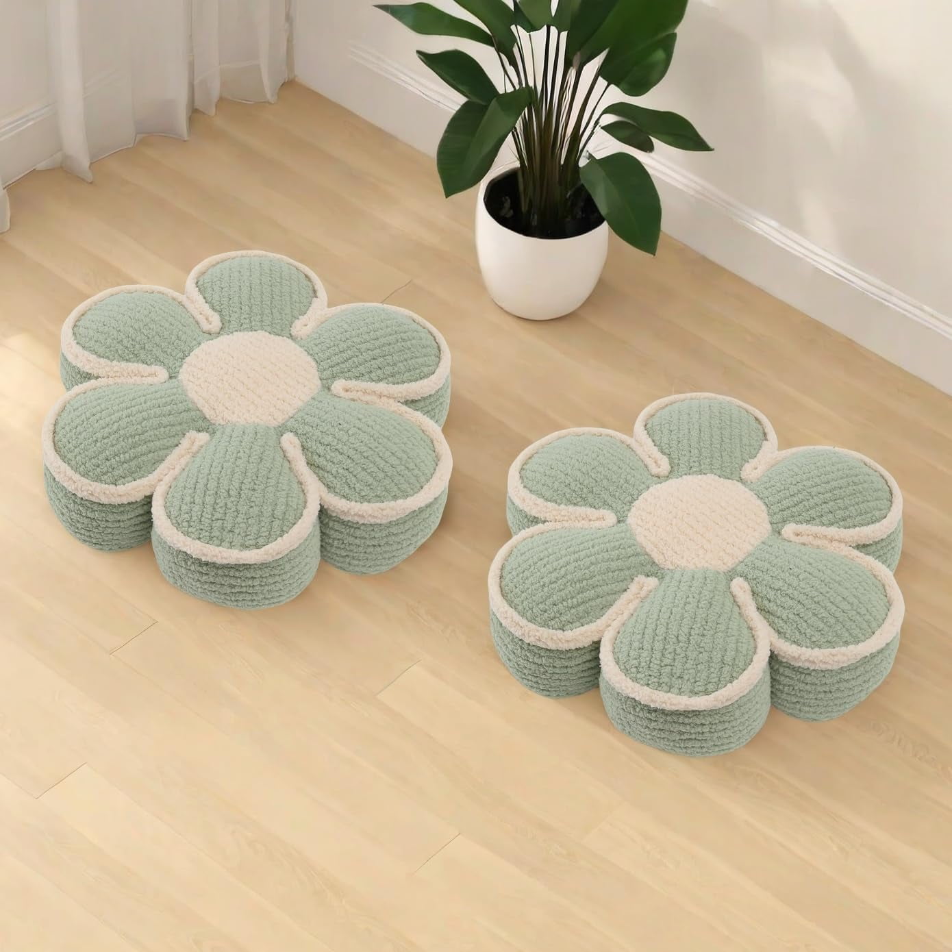 2 Pcs Flower Pillow Daisy Flower Shaped Decorative Preppy Throw Pillows ...