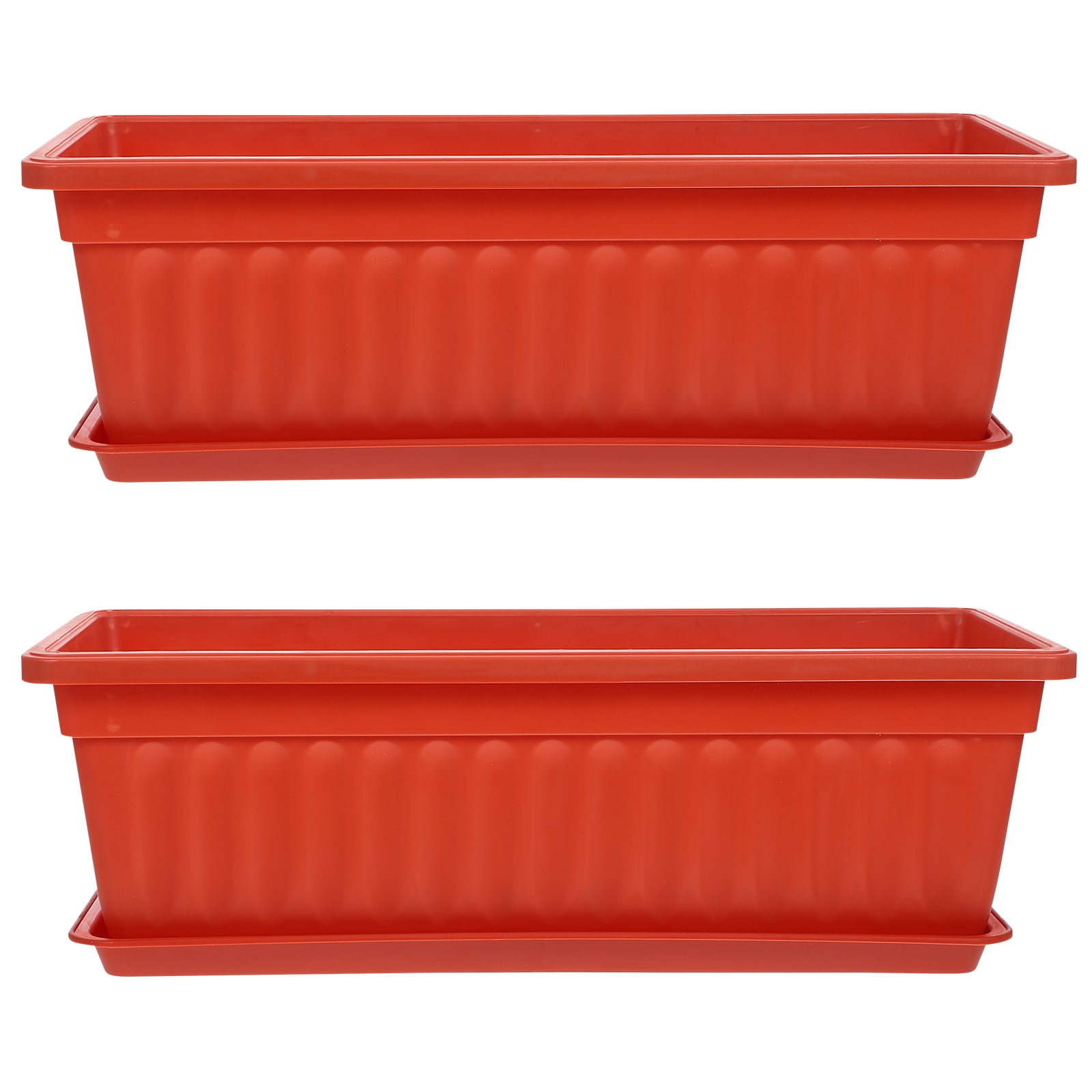 2pcs Plastic Rectangular Planters with Saucers for Vegetables and ...